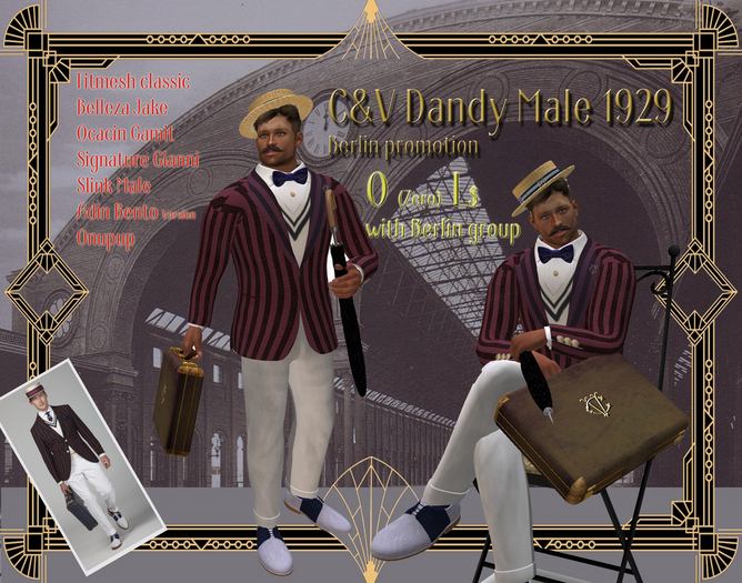 Second Life Marketplace Candv Male Line Dandy 1929 Berlin Promotion